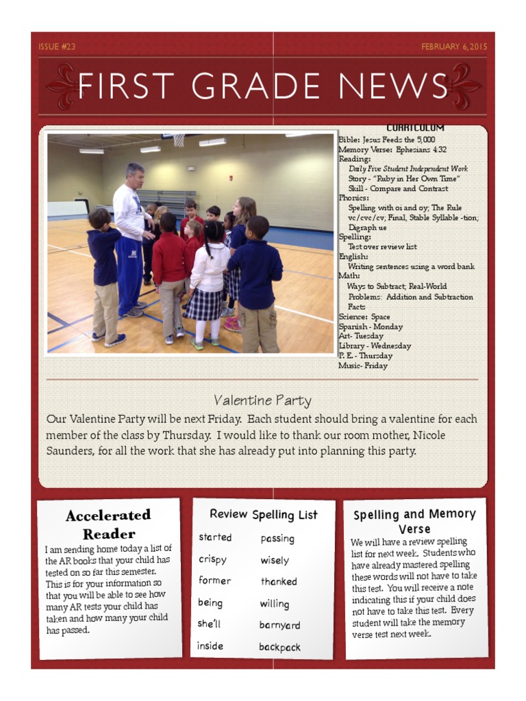 First Grade February Newsletter | PDF | Foreign Language Studies ...