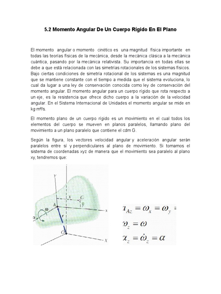 Dinamica Momento Angular | PDF | Momento angular | Movimiento (física)