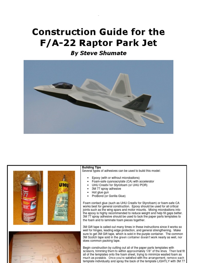 F-22 Construction Guide Scratchbuild Rev A | PDF | Adhesive | Empennage