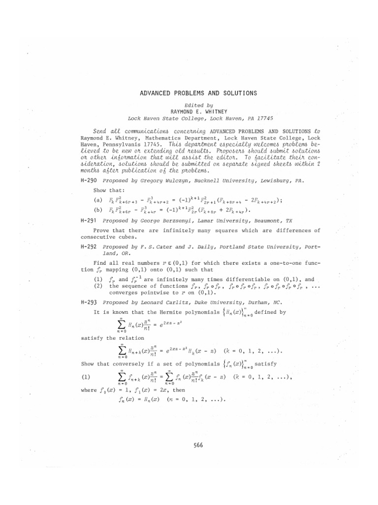 Advanced Problems | PDF | Algebra | Teaching Mathematics