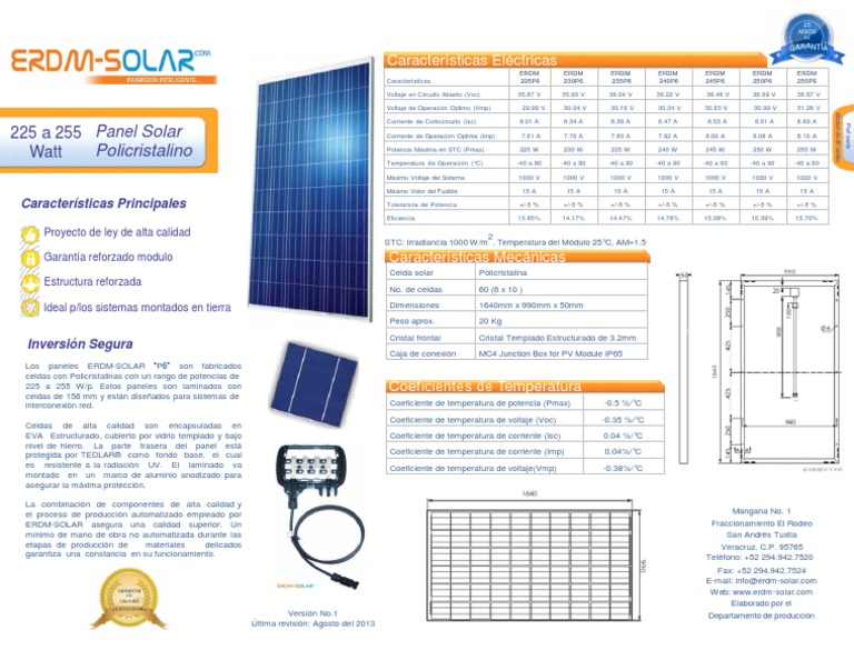 Erdm Solar 250wp | PDF