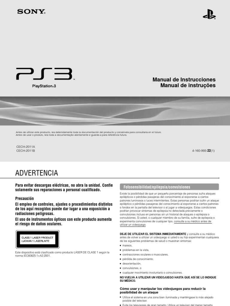 Manual de Instruções PS3 | PDF | Hdmi | Vídeo