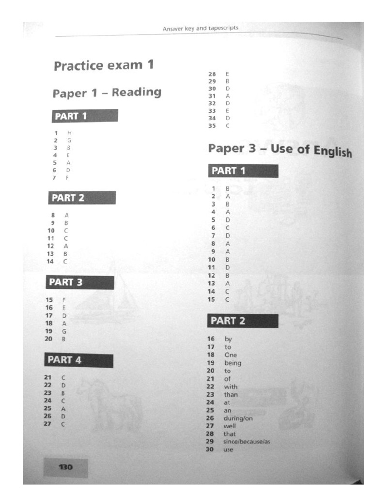 Fce Gold Practice Exams Keys | PDF