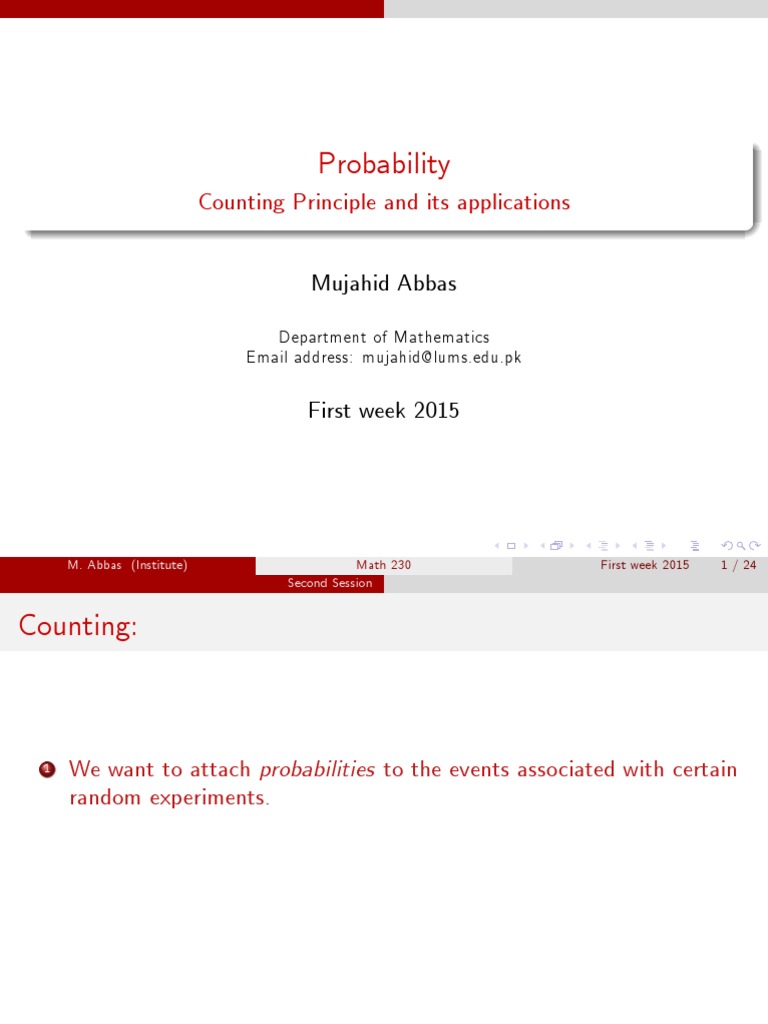 Probability: Counting Principle and Its Applications | PDF | Logic | Combinatorics