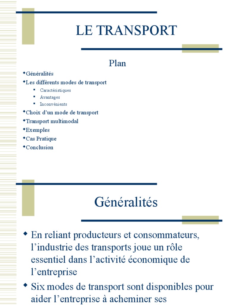 Modes de Transport : Avantages et Inconvénients | PDF | Mode de ...