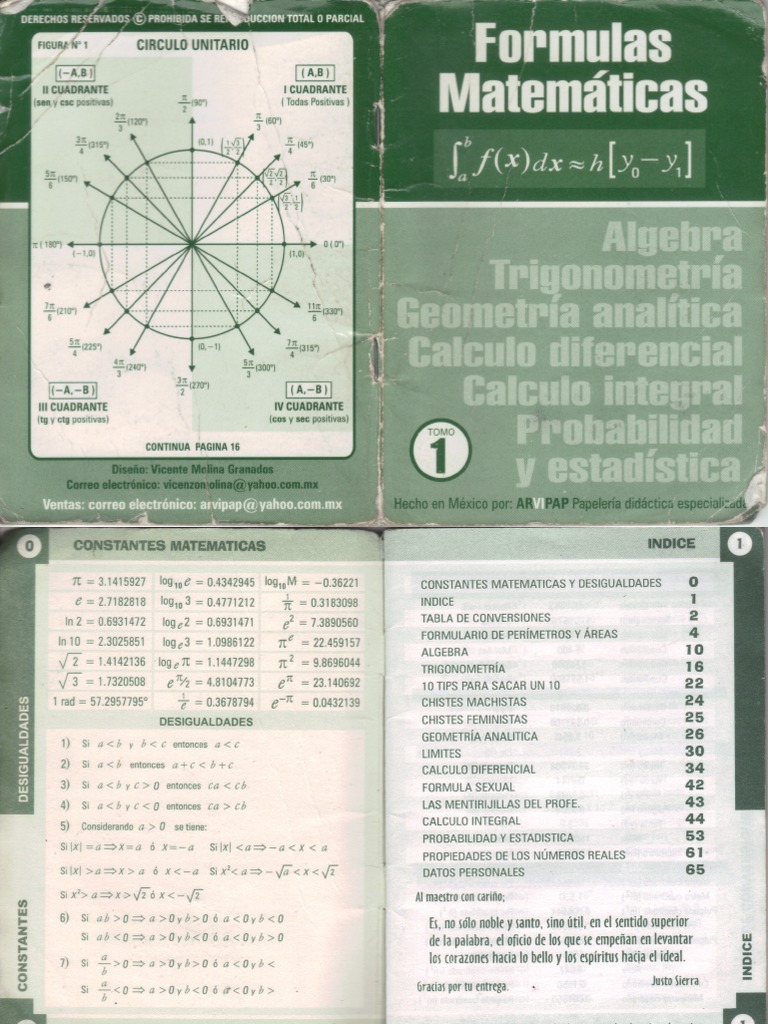 Fórmulas Matemáticas PDF | PDF