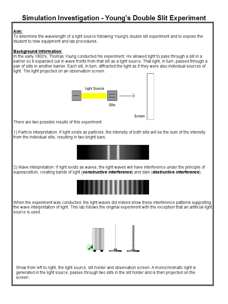 Simulation Investigation - Youngs Double Slit Exp | PDF | Interference ...