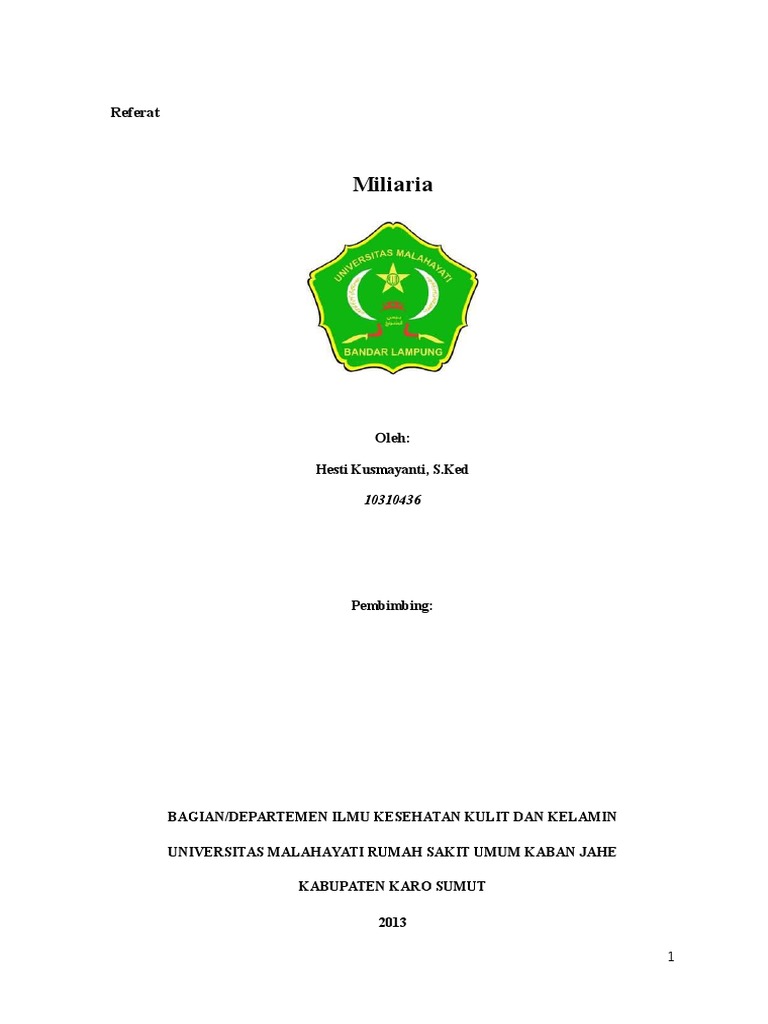 Miliaria Pustulosa: Penjelasan dan Gejala | PDF | Sains & Matematika