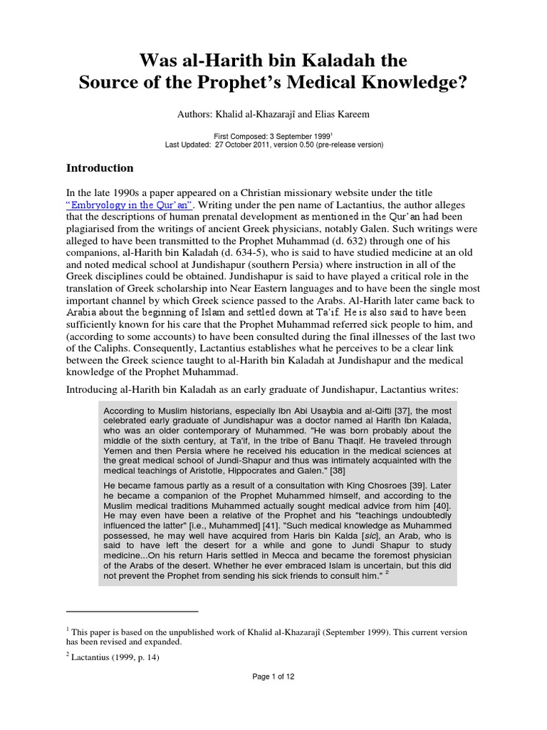 Was Al Harith Bin Kaladah The Source of The Prophets Medical Knowledge ...