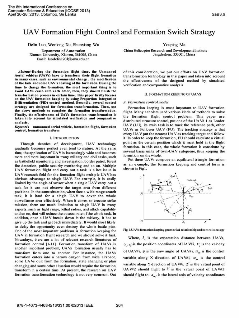 1 - UAV Formation Flight Control and Formation Switch Strategy PDF ...
