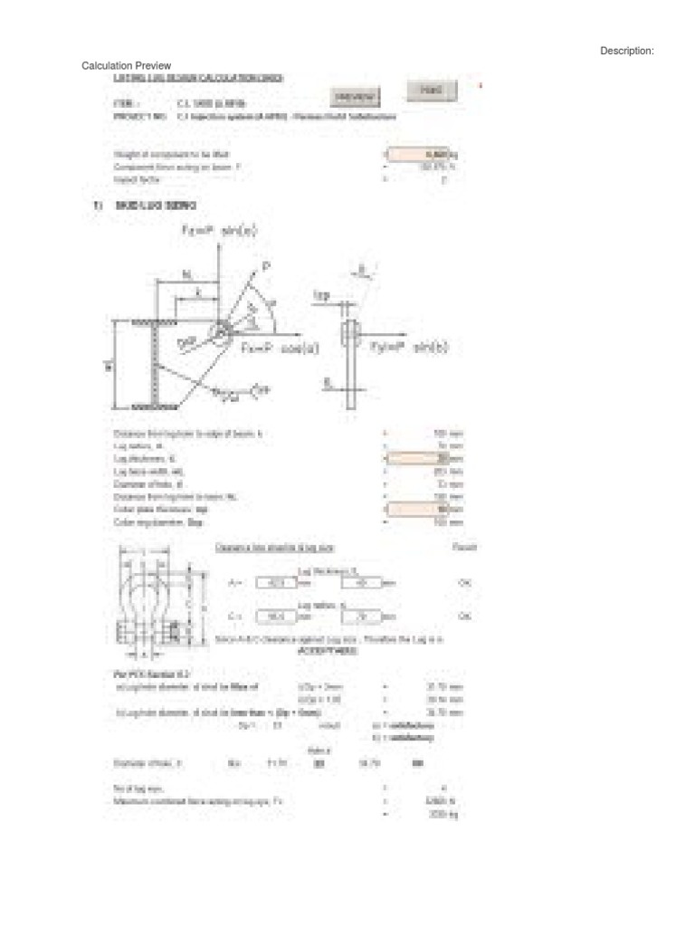 Lifting Lug Design Calculation for CI Skid | PDF | Bending | Stress ...