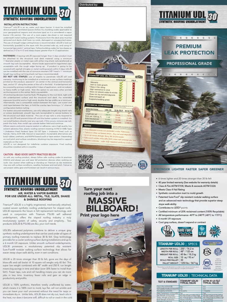 Titanium Udl-30 Brochure | PDF | Roof | Building Materials