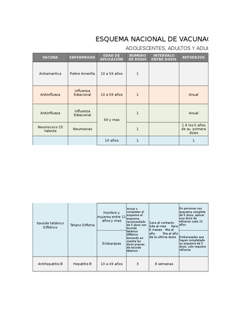 Esquemas Vacunación Venezuela MPPS 2014 | Vacunas | Salud pública