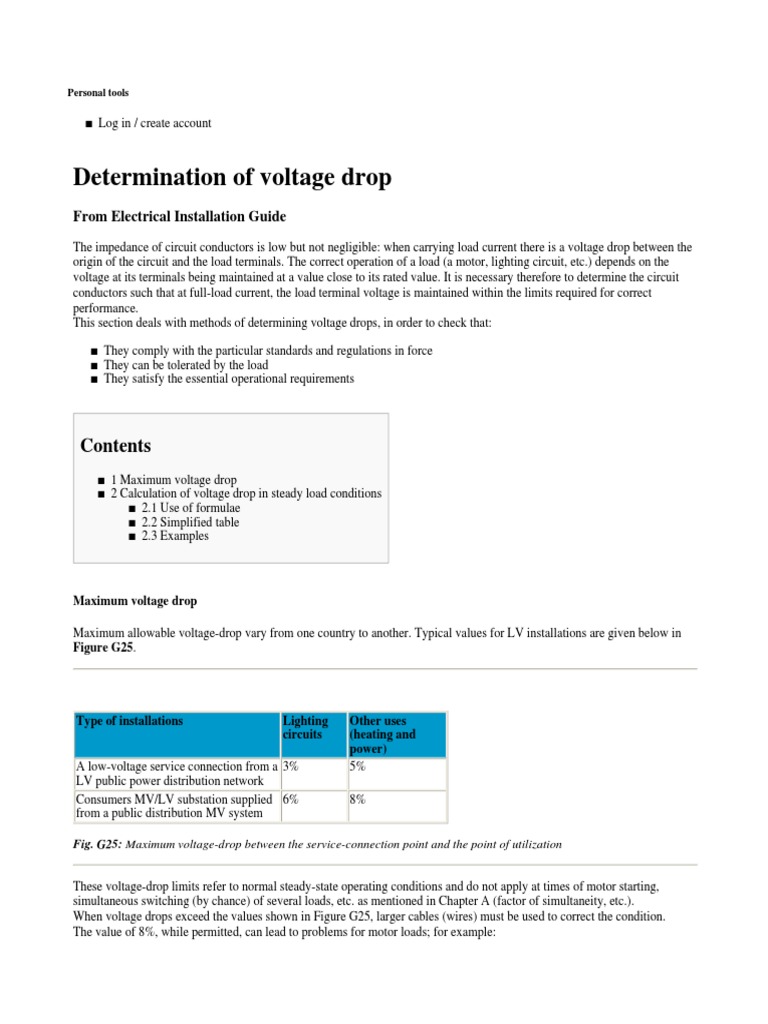 Determination of Voltage Drop: From Electrical Installation Guide | PDF ...