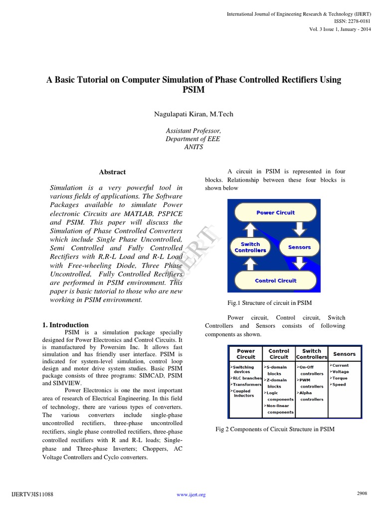 Simulation Of Phase Controlled Rectifiers Using Pdf Rectifier