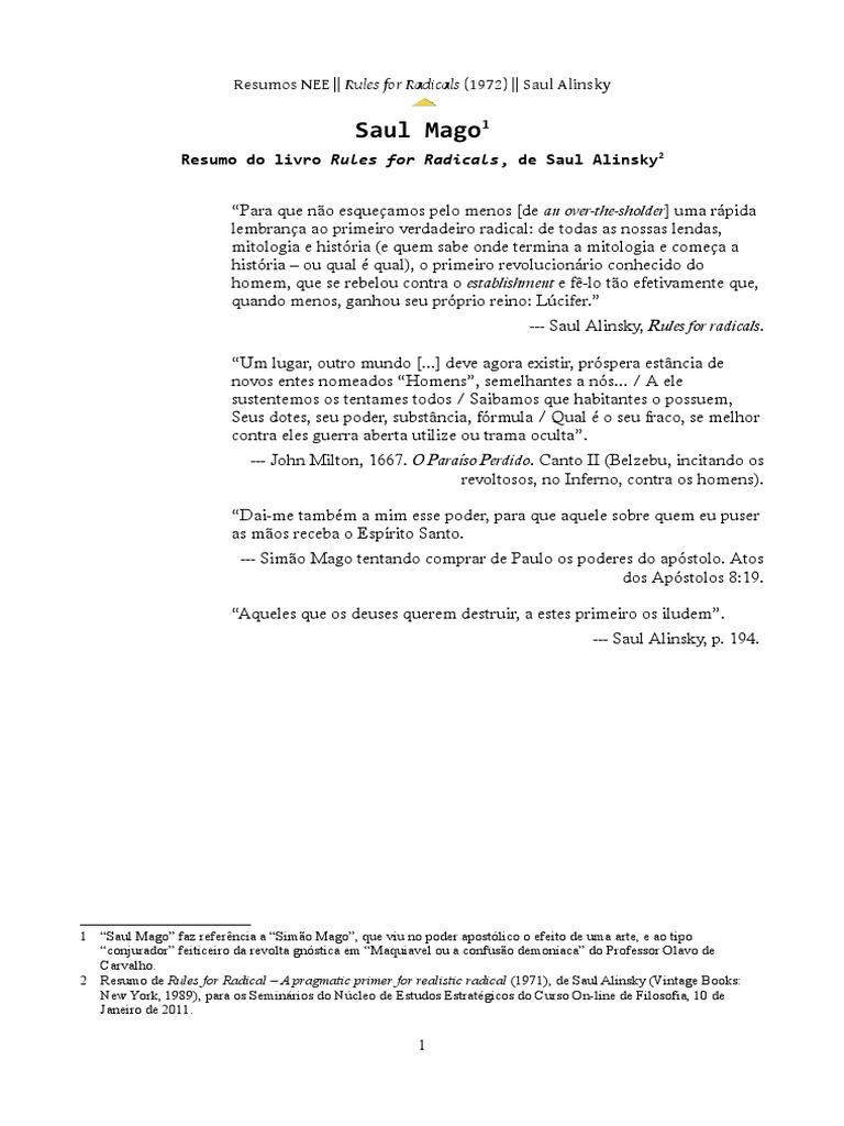 Resumo de "Rules for Radicals" | PDF | Revoluções | Democracia
