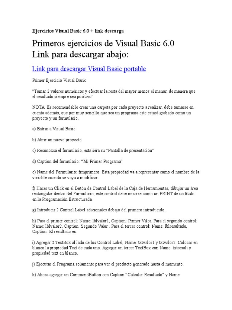 Ejercicios Básicos en Visual Basic 6.0 | PDF | Básico | Triángulo