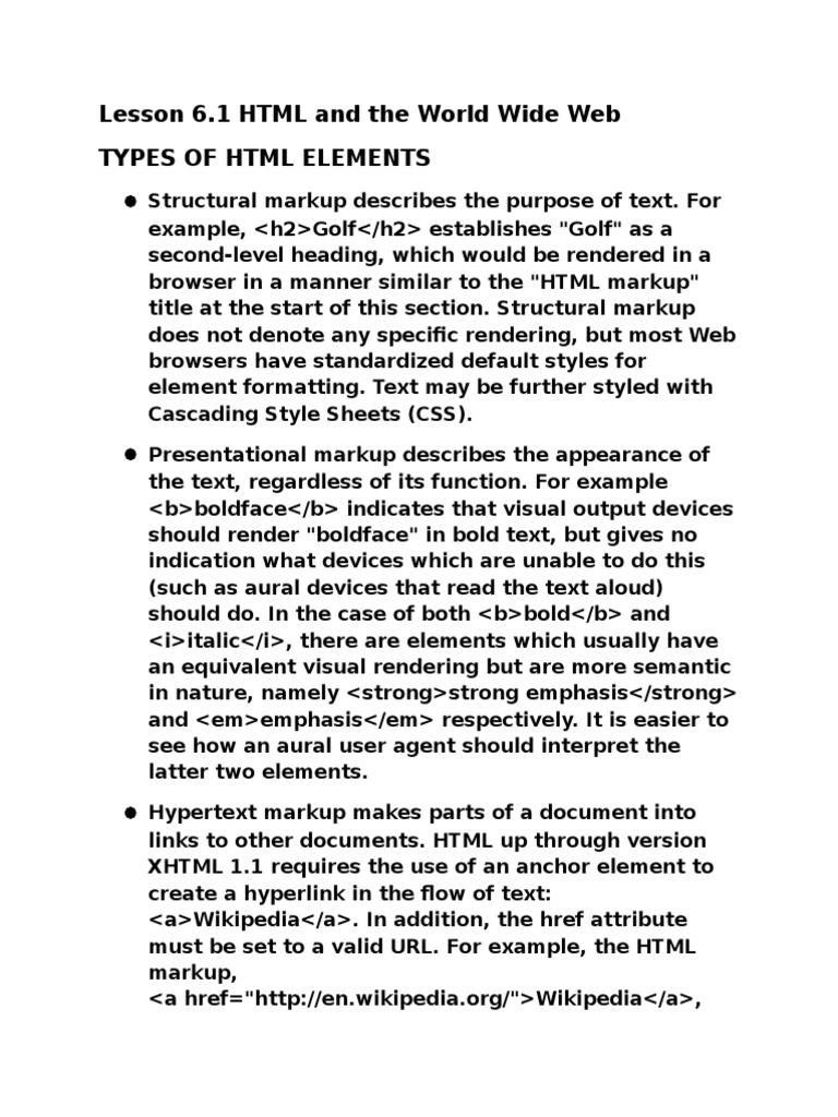Lesson in Tle | Html Element | Html | Free 30-day Trial | Scribd