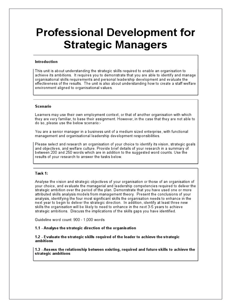 2 Professional Development For Strategic Managers | PDF | Leadership ...