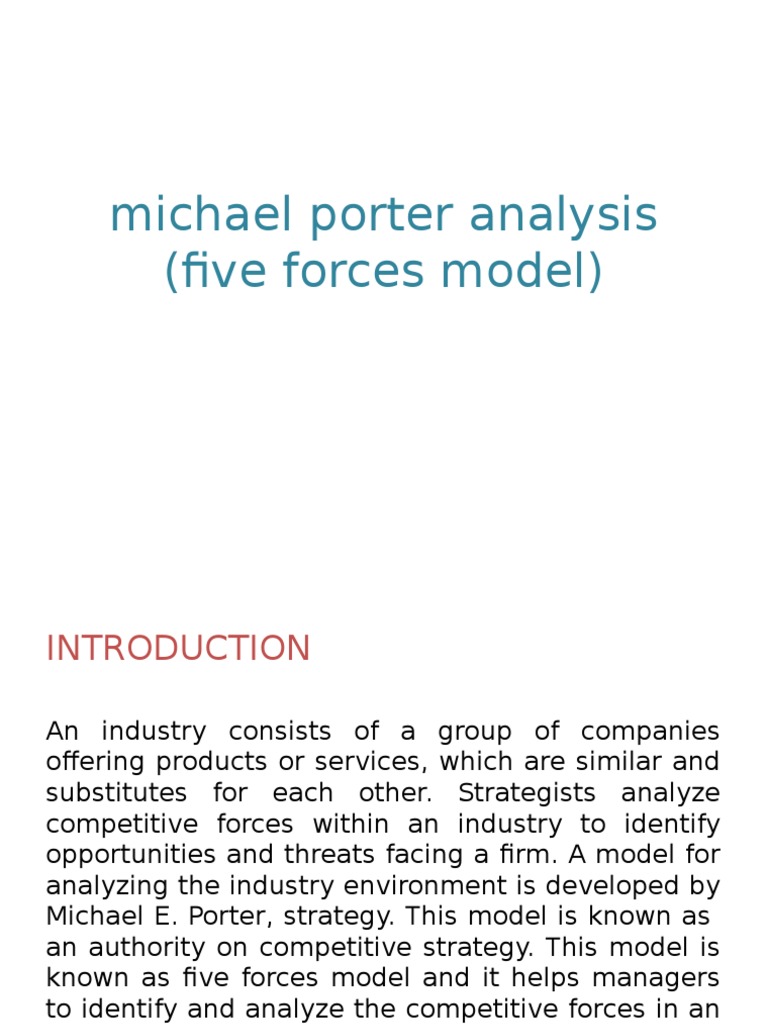 Michael Porter Analysis (Five Forces Model) | PDF | Business Economics ...