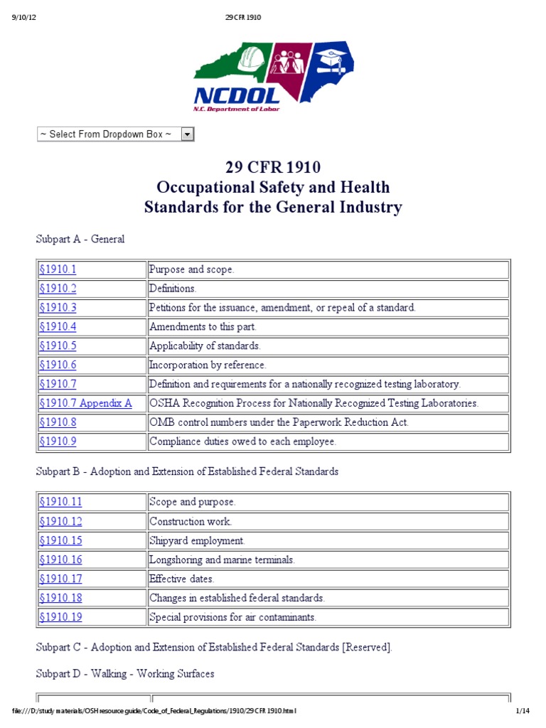 29 CFR 1910 | PDF | Scuba Diving | Personal Protective Equipment