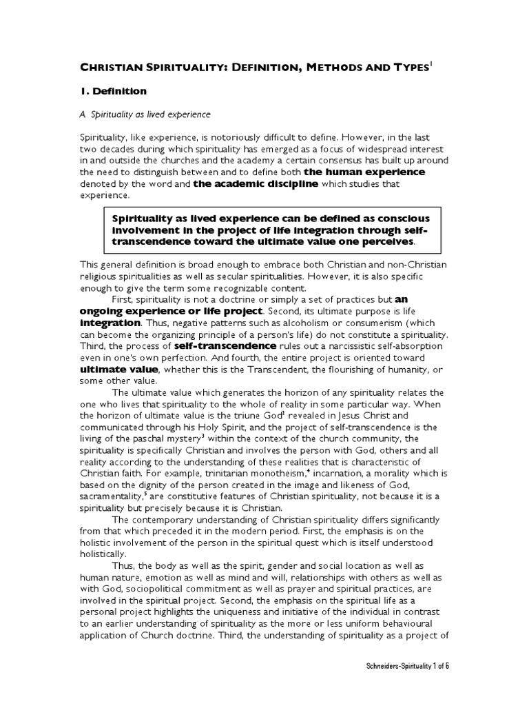 Christian Spirituality - Definition, Methods and Types Sandra Schneider ...