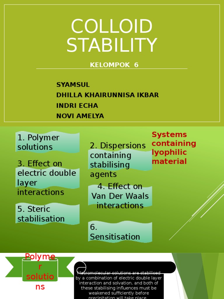 Colloid Stability | PDF | Adsorption | Colloid
