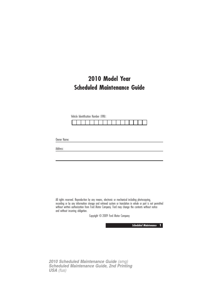 2010 Ford Scheduled Maint Guide | PDF | Tire | Axle