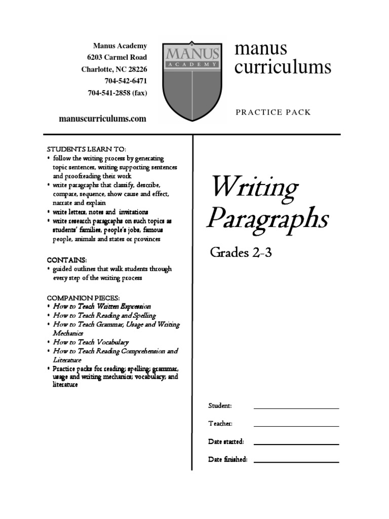 Writing Paragraphs Grades 2 3 PDF | Special Education | Curriculum