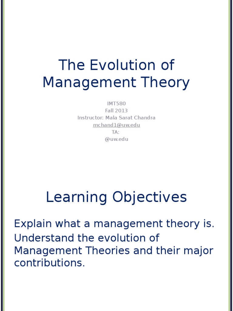 Evolution of Management Theory | PDF | Motivation | Motivational