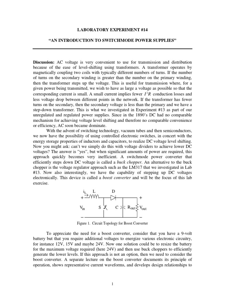 Lab Experiment - Introduction To Switch Mode Power Supply | PDF | Field ...