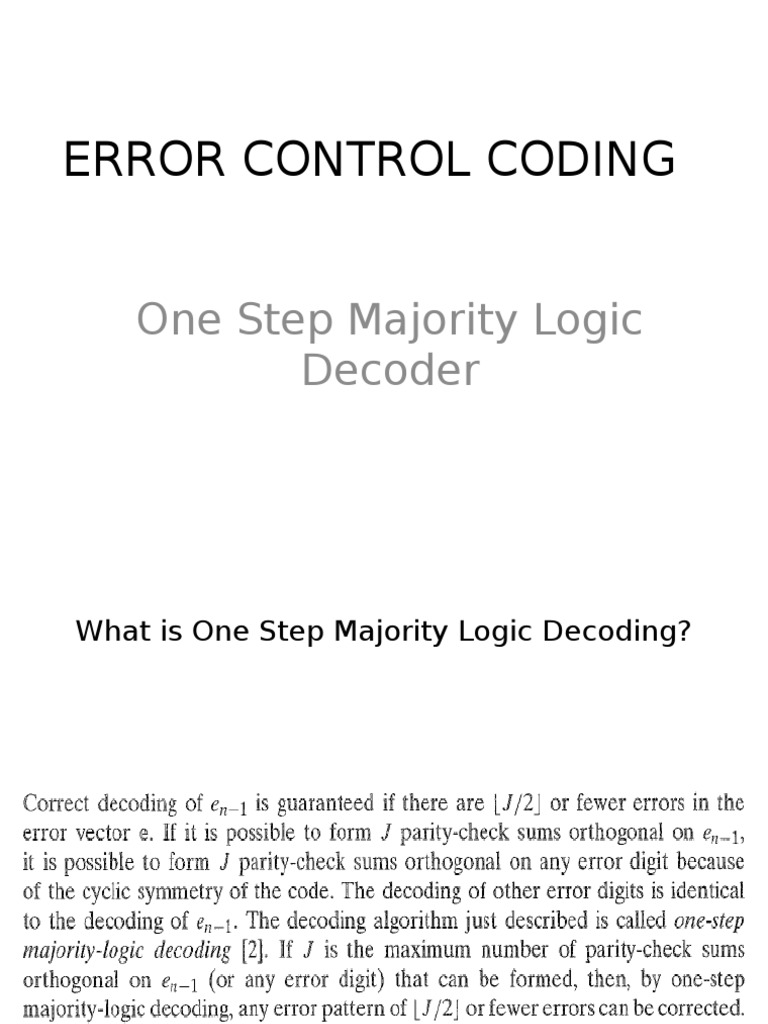 One Step Majority Logic Decoding Guide | PDF | Code | Error Detection ...