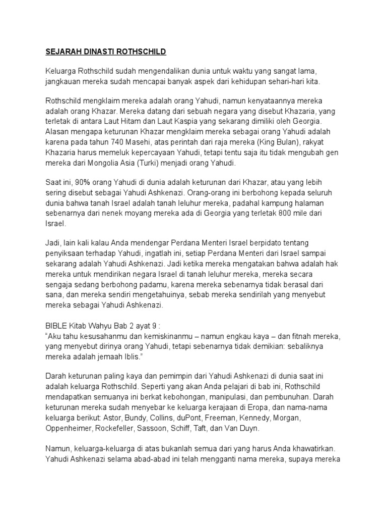 Sejarah Dinasti Rothschild | PDF