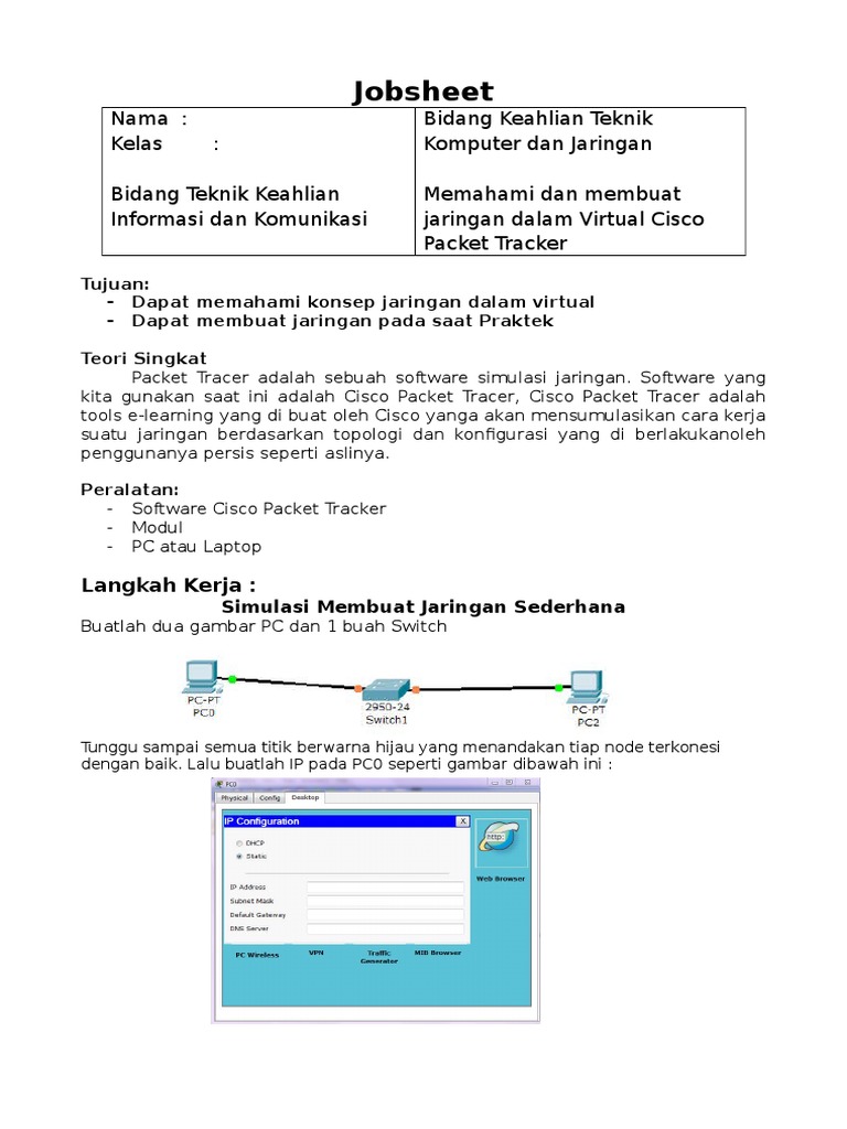 Jobsheet Willy Johan VIRTUAL Cisco Packet Tracker | PDF