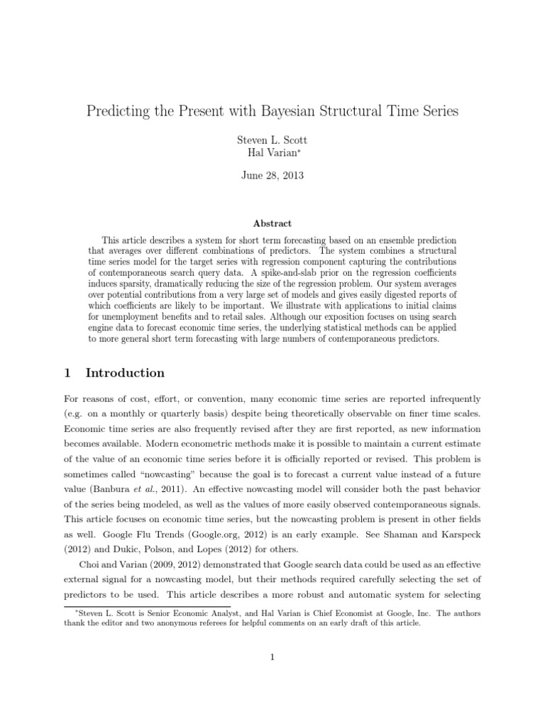 Predicting The Present With Bayesian Structural Time Series PDF | PDF ...