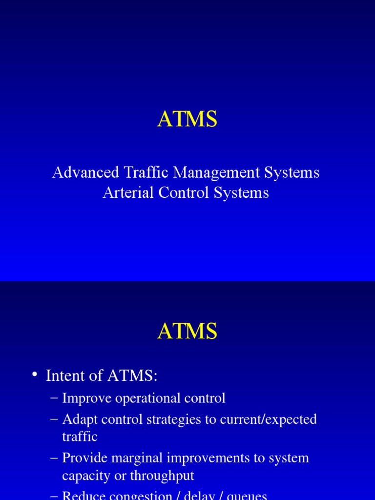 Advanced Traffic Management Systems Arterial Control Systems | PDF ...