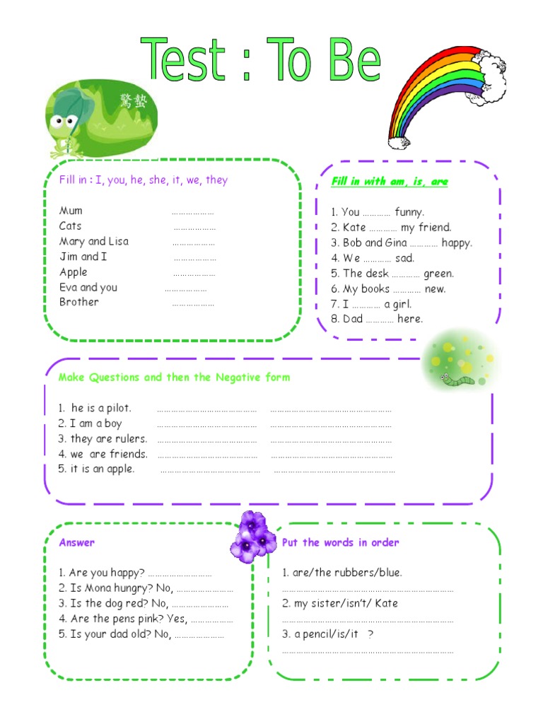 Test Verb To Be | PDF