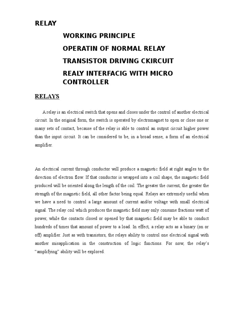 Relay Working Principle Operatin of Normal Relay Transistor Driving ...