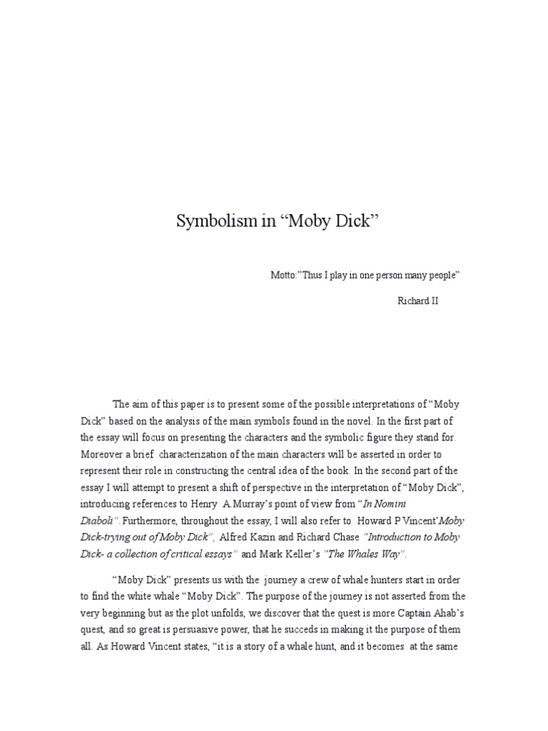 Essay On Moby Dick | PDF | Moby Dick | Captain Ahab