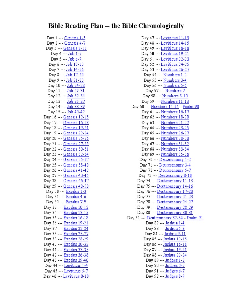 Bible Reading Plan - The Bible Chronologically | PDF