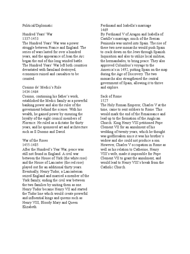 AP Euro Timeline for Renaissance and Reformation | Protestant ...