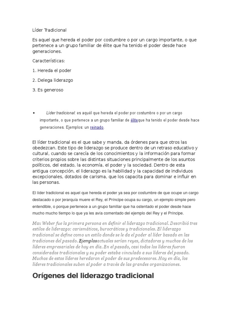 El liderazgo tradicional: Características, orígenes y desafíos de un ...