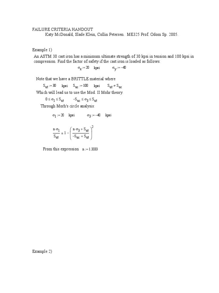 Failure Criteria Analysis for Materials | PDF | Science & Mathematics ...