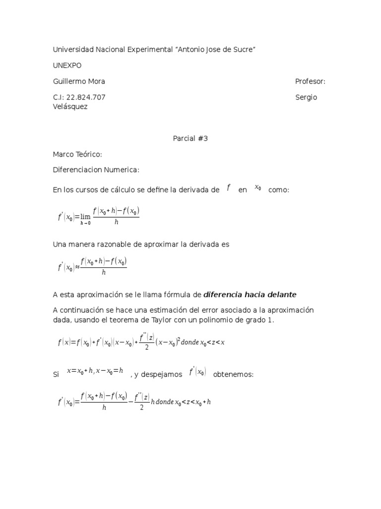 Metodo Del Trapecio y Simpson, Ejercicios Resueltos | PDF | Integral | Derivado