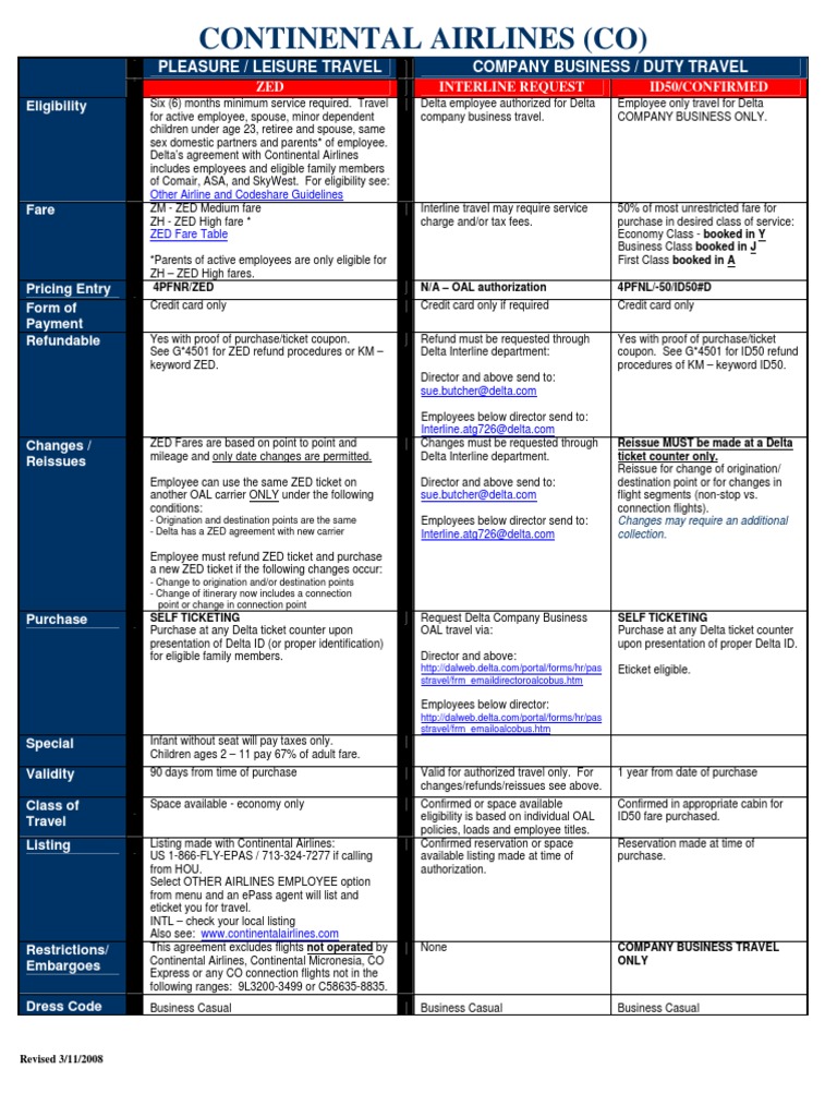 Continental Zed Interlines Agreement List | PDF | Delta Air Lines ...