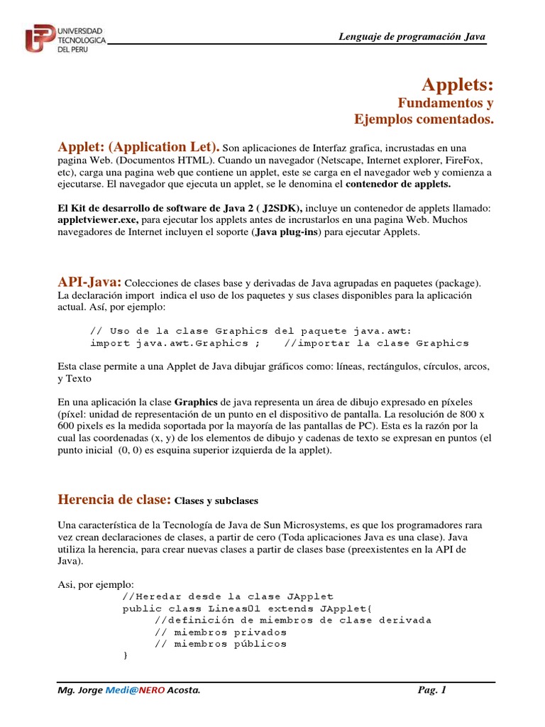 Java: Applets y Herencia de Clases | PDF | Java (lenguaje de programación) | Navegador web