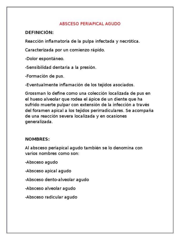 Absceso Periapical Agudo | PDF | Inflamación | Leucocito