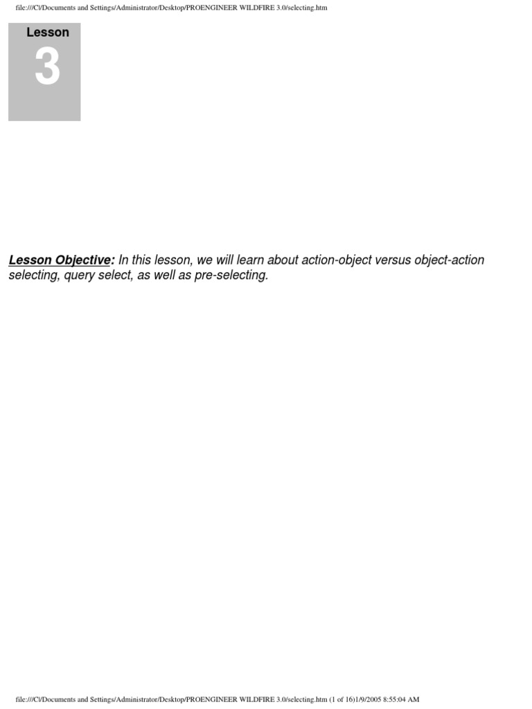 Lesson 3 - Selecting Objects | PDF | Cursor (User Interface) | Double Click