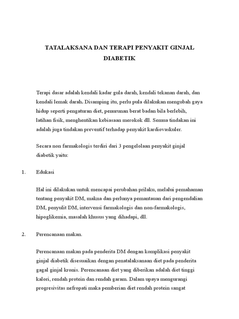 Tatalaksana Terapi Diabetes Nefropati | PDF