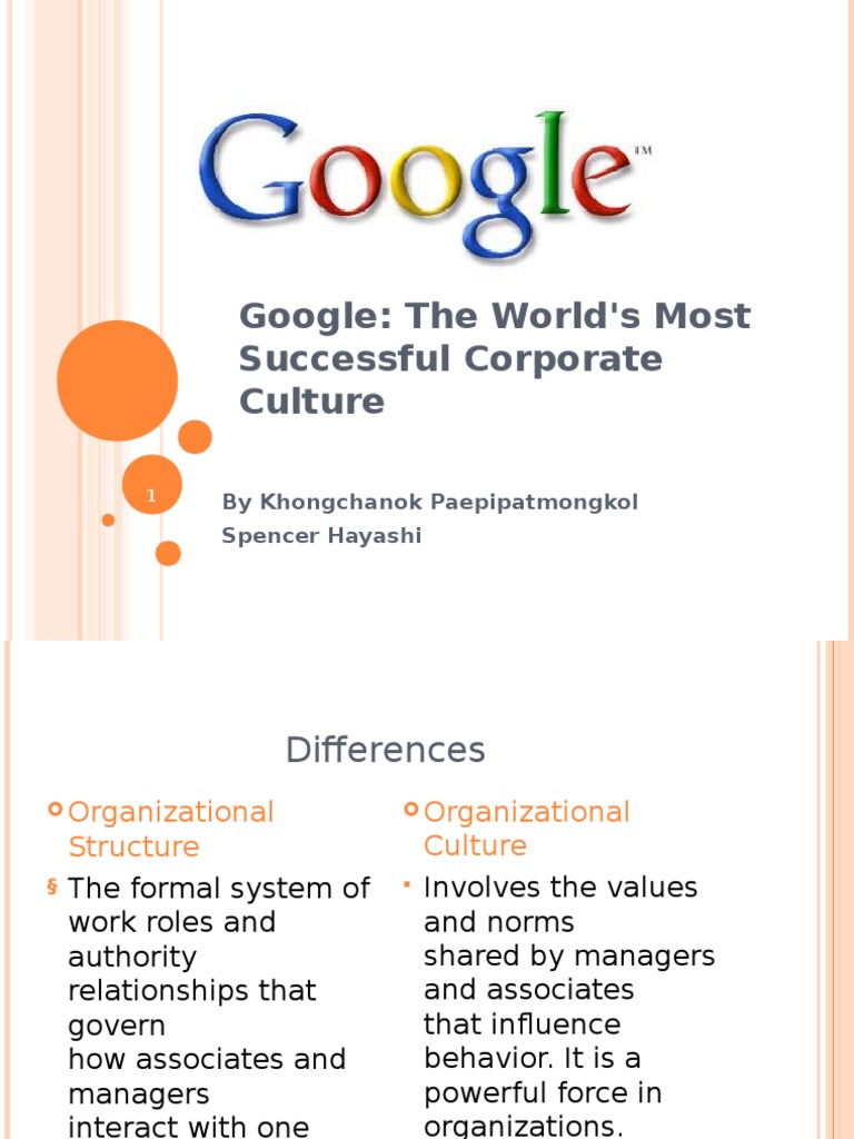 Google: The World's Most Successful Corporate Culture: by Khongchanok ...
